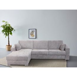 Home Affaire Ecksofa »Roma "L" Dauerschlaffunktion, mit Unterfederung« Matratzenhöhe 14cm, , Liegemaße ca 163x198 cm, L-Form hellgrau
