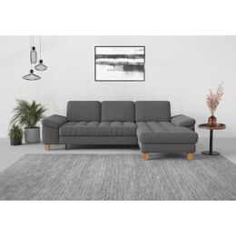 Sit & More SIT&MORE Ecksofa »Westham L-Form« mit Recamiere, mit oder ohne Bettfunktion, Bettkasten, Füße Eiche grau