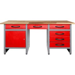 ONDIS24 Werkbank &raquo;Harry&laquo; Set, ca. 160 cm, h&ouml;henverstellbar rot/anthrazit