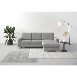 Home Affaire Ecksofa »Summer L-Form« mit Recamiere, mit oder ohne Bettfunktion und Bettkasten, Cord-Bezug silber