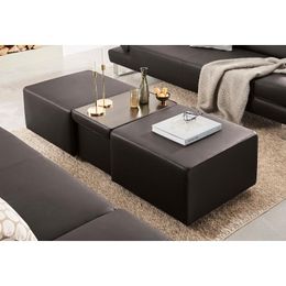 W.Schillig Hocker &raquo;taboo&laquo; ausziehbar, inklusive Zwischenablage, mit Kontrastnaht braun Longlife Xtra-Leder Z59: Glattleder mit modischer Pr&auml;gung. 