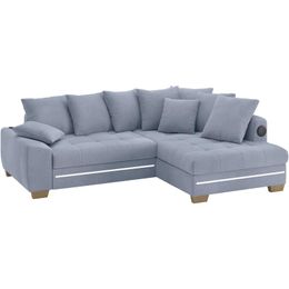 MR. COUCH Ecksofa »Nikita II, L-Form« RGB-LED, Bluetooth-Soundsystem, wahlweise mit Bett, Bettkasten Memphis 1676 blue grey