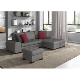 Sit & More SIT&MORE Ecksofa »Luxor L-Form« wahlweise mit Bettfunktion, Bettkasten und Kopfteilverstellung grau