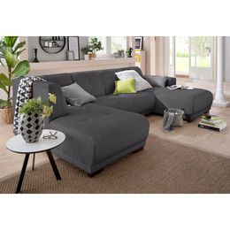 Home Affaire Wohnlandschaft &raquo;Langeland U-Form&laquo; incl. 2 Zierkissen, Recamiere wahlweise links oder rechts grau Filzoptik (100% Polyester);Struktur (100