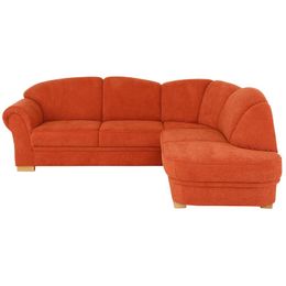 Home Affaire Ecksofa &raquo;Amrum L-Form&laquo; wahlweise mit Bettfunktion und Ottomane links/rechts orange Jacquard ( 100% Polyester );Struktur Blume (100% 