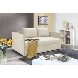 Alina Schlafsofa &raquo;Marla&laquo; inkl. Stauraum und 2 R&uuml;ckenkissen wei&szlig; Struktur fein XBO (100% Polyester)