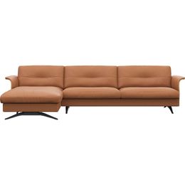 FLEXLUX Ecksofa »Glow, super bequem durch hochwertigem Sitzaufbau mit Federkern, L-Form« Modernes skandinavisches Design Modern Cognac Brown