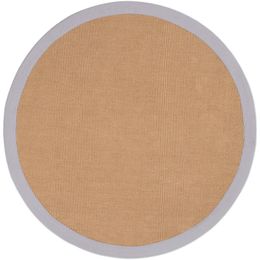 CarpetFine Sisalteppich &raquo;Sisal&laquo; rund 5 mm H&ouml;he mit farbiger Bord&uuml;re, Anti-Rutsch R&uuml;ckseite grau Sisal