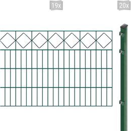 Arvotec Doppelstabmattenzaun &raquo;EXCLUSIVE 80 zum Einbetonieren "Karo" mit Zierleiste&laquo; Zaunh&ouml;he 80 cm, Zaunl&auml;nge 2 - 60 m gr&uuml;n Kunststoff, Stahl