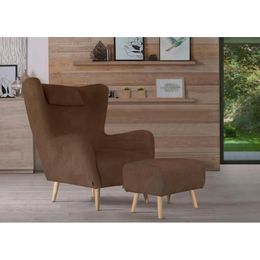 Home Affaire Sessel &raquo;Telford auch in Fellimitat, Sessel B/T/H: 77/92/106 cm&laquo; wahlweise mit und ohne Hocker, in vielen Bezugsqualit&auml;ten, Ohrensessel 