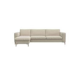 FLEXLUX Ecksofa »Fiore, Sitzaufbau mit hochwertigem Kaltschaum für mehr Sitzkomfort« breite Armlehnen, L-Form, Füße Alu+ Eiche Off White