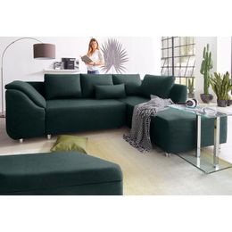 Collection AB Ecksofa »Sally L-Form« mit und ohne Bettfunktion, inklusive loser Rücken- und Zierkissen flaschengrün