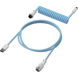 HYPERX Spiral-Verbindungskabel »USBC Coiled Cable« USB Typ A USB-C 120 cm hellblau/weiß Kompatibel mit den meisten USB-C-Tastaturen