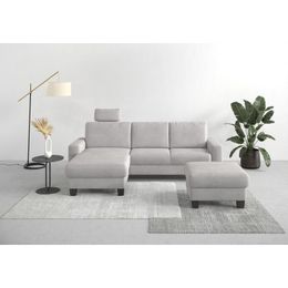Home Affaire Ecksofa »Summer L-Form« mit Recamiere, mit oder ohne Bettfunktion und Bettkasten, Cord-Bezug silber