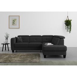 Sit & More SIT&MORE Ecksofa »Belluci L-Form« inklusive Federkern, wahlweise mit Bettfunktion und Bettkasten schwarz
