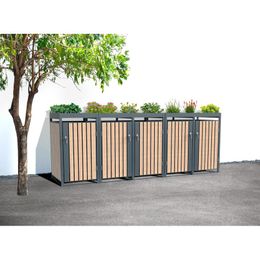 WESTMANN Mülltonnenbox »Planta« Platz für 5 Mülltonnen je 240 L, BxHxT: 332x84x124, 5 cm Holzoptik, braun