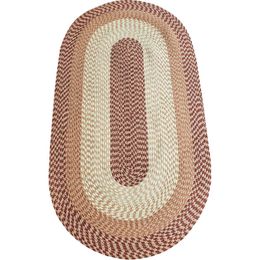 Dreams Teppich »Flecht-Teppich« oval 10 mm Höhe Flachgewebe, gestreift, handgefertigt, Scandi Look, Wohnzimmer beige Obermaterial: 100% Polyester B...