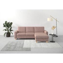 Home Affaire Ecksofa »Summer L-Form« mit Recamiere, mit oder ohne Bettfunktion und Bettkasten, Cord-Bezug altrosa