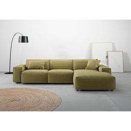 Andas Ecksofa »Glimminge auch in Breitcord, Feincord, Bouclé + Easy care-Bezug« L-Form, Breite 294, Zierkissen pistazie