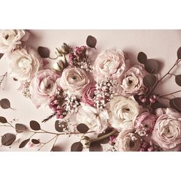 Livingwalls LIVING WALLS Fototapete »ARTist Flat Lay Flower« Vlies, Wand, Schräge beige/creme/rosa B/L: 4 m m x 2,7 m m