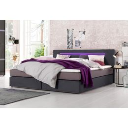 Collection AB Boxspringbett inkl. LED-Beleuchtung mit Farbwechsel und Topper anthrazit/taupe