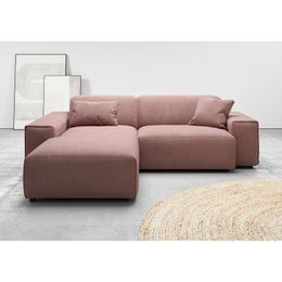 Andas Ecksofa »Glimminge L-Form auch in Breitcord, Feincord + Easy care-Bezug, « Breite 234, Zierkissen rosé