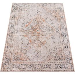 Paco Home Teppich &raquo;Perugia 372&laquo; rechteckig 12 mm H&ouml;he Kurzflor, orientalisches Muster, Vintage Design, waschbar Grau Obermaterial: 100% Polyester B...