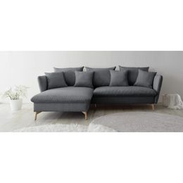 OTTO HOME Ecksofa »MERLE, 258 cm, L-Form, traumhafter Cord, « mit Bettfunktion und Bettkasten, Liegefläche 224 x 139 anthrazit