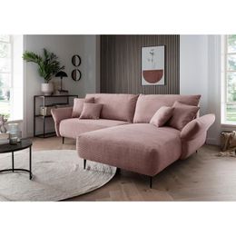 Inosign Ecksofa »Amarena L-Form« inklusive Armlehnenverstellfunktion, 4x Zierkissen gratis rosa