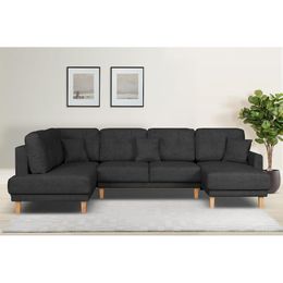 Home Affaire Wohnlandschaft »TRIPLO U-Form wahlweise mit Schlaffunktion, B/T/H: 310/192/90 cm« Schlafsofa, auch mit Bettkasten, Steppung im...