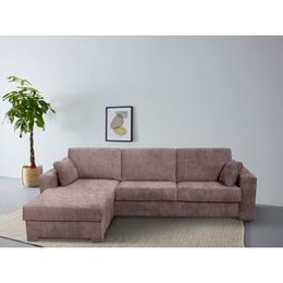Home Affaire Ecksofa »Roma "L" Dauerschlaffunktion, mit Unterfederung« Matratzenhöhe 14cm, , Liegemaße ca 163x198 cm, L-Form schlamm