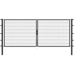 Alberts Zaundoppelt&uuml;r &raquo;Flexo&laquo; 400 cm Breite, in versch. H&ouml;hen grau Stahl
