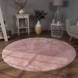 Paco Home Fellteppich »Kunstfell Soft 380« rund 14 mm Höhe Langflor, Kuschelteppich - besonders weich, Uni-Farben pink Obermaterial: 100% Polyester...