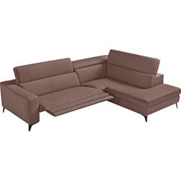Egoitaliano Ecksofa »Edith, Designsofa mit hohem Sitzkomfort, L-Form« inkl. elektrischer Relaxfunktion und manuell verstellbaren Kopfteilen rosebraun