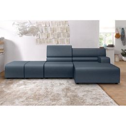 Egoitaliano Ecksofa &raquo;Babouche, Designsofa mit au&szlig;ergew&ouml;hnlichem Sitzkomfort zum Wohlf&uuml;hlen&laquo; grau Leder &raquo;BULL&laquo; (echtes Rindsleder). Geschliffenes, pigmentiertes 
