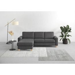 Home Affaire Ecksofa &raquo;Summer L-Form&laquo; mit Recamiere, mit oder ohne Bettfunktion und Bettkasten, Cord-Bezug grau 100% Polyester