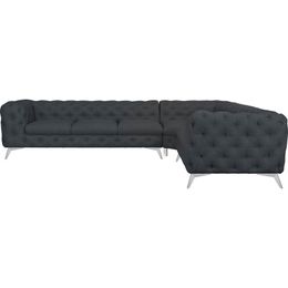 LEONIQUE Chesterfield-Sofa »Ecksofa GLYNIS L-Form mit Wellenunterfederung, Maße B/T/H 323/264/75cm« aufwändige Knopfheftung, moderne Chesterfield...
