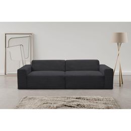 WERK2 Sofa »Zeus 3-Sitzer, Big-Sofa, Breite 256cm, Tiefe 105cm, modern und bequem« Curvy Trend 3-Sitzer mit urbaner Optik Anthrazit