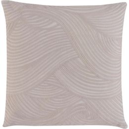 BARBARA HOME COLLECTION Dekokissen »Wave« Kissenhülle ohne Füllung aus besticktem Leinwandgewebe, 50 x 50 cm taupe + gemustert Bezug: 55%...
