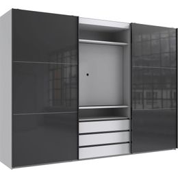 wimex Schwebetürenschrank »Magic by fresh to go« tolles EXTRA: mit drehbarem TV-Element, Fronten aus Glas weiß/Außentüren Grauglas