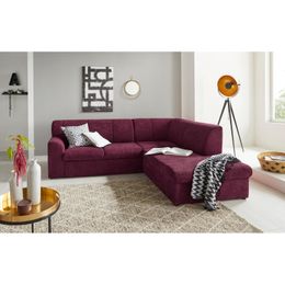 DOMO collection Ecksofa »Topper zeitlos elegant, kompakte Stellmaße, OTTOs Choice, L-Form« mit Ottomane, wahlweise mit Schlaffunktion beere