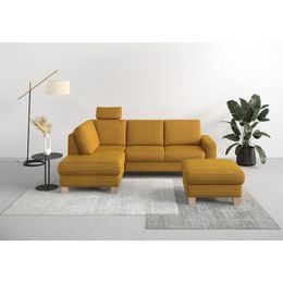 Home Affaire Ecksofa »Summer L-Form« mit Ottomane, wahlweise mit Bettfunktion und Bettkasten, Cord-Bezug mustard