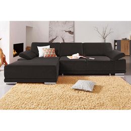 Sit & More SIT&MORE Ecksofa »Coria L-Form« mit XL-Recamiere, wahlweise mit Bettfunktion schwarz