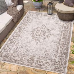 Carpet City Outdoorteppich &raquo;DUO RUG 5577&laquo; rechteckig 5 mm H&ouml;he Wendeteppich Wetterfest In- & Outdoor, Balkon, Terrasse, Wohnzimmer beige Obermaterial: 100% 