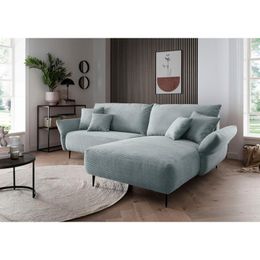 Inosign Ecksofa »Amarena L-Form« inklusive Armlehnenverstellfunktion, 4x Zierkissen gratis aqua