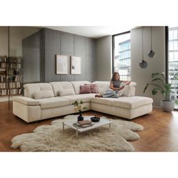 Die PlanBar Ecksofa &raquo;MP-IN16012 L-Form mit Federkern-Polsterung&laquo; inkl. Sitztiefenverstellung, optional mit Funktionen beige 85% Polyester;15% Nylon