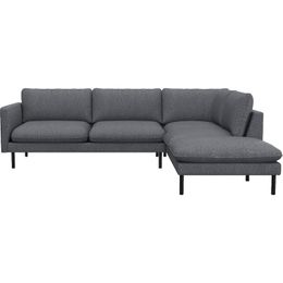 FLEXLUX Ecksofa »Bolzano Designsofa, bequem durch Kaltschaum im Sitz, L-Form« lose Sitz -& Rückenkissen, hohe Füße Navy Blue