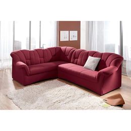 DOMO collection Ecksofa »Papenburg B/T/H: 242/190/84 cm L-Form« wahlweise mit Bettfunktion, Langer Schenkel links oder rechts rot