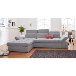 Sit & More SIT&MORE Ecksofa »Stardust L-Form« wahlweise mit Bettfunktion und Bettkasten silber
