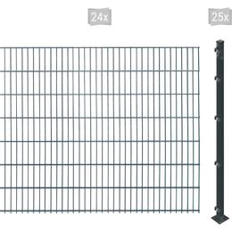 Arvotec Doppelstabmattenzaun &raquo;ESSENTIAL 143 zum Aufschrauben&laquo; Zaunh&ouml;he 143 cm, Zaunl&auml;nge 2 - 60 m grau Kunststoff, Stahl